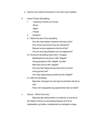 Bruhaha! Bruhihi!: Lesson plan: Storytelling | PDF