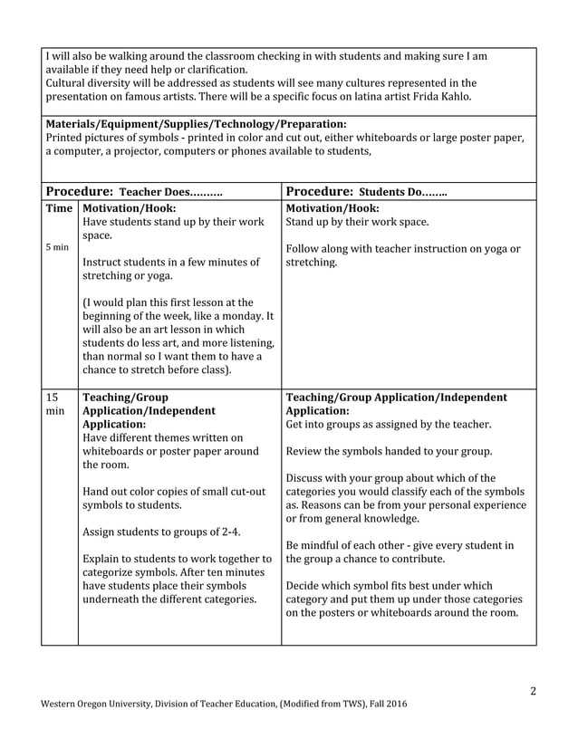 Lesson Plan - Symbols and Self Portraits | PDF