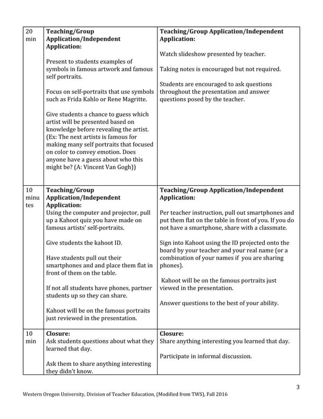 Lesson Plan - Symbols and Self Portraits | PDF