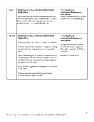 Lesson Plan - Symbols and Self Portraits | PDF