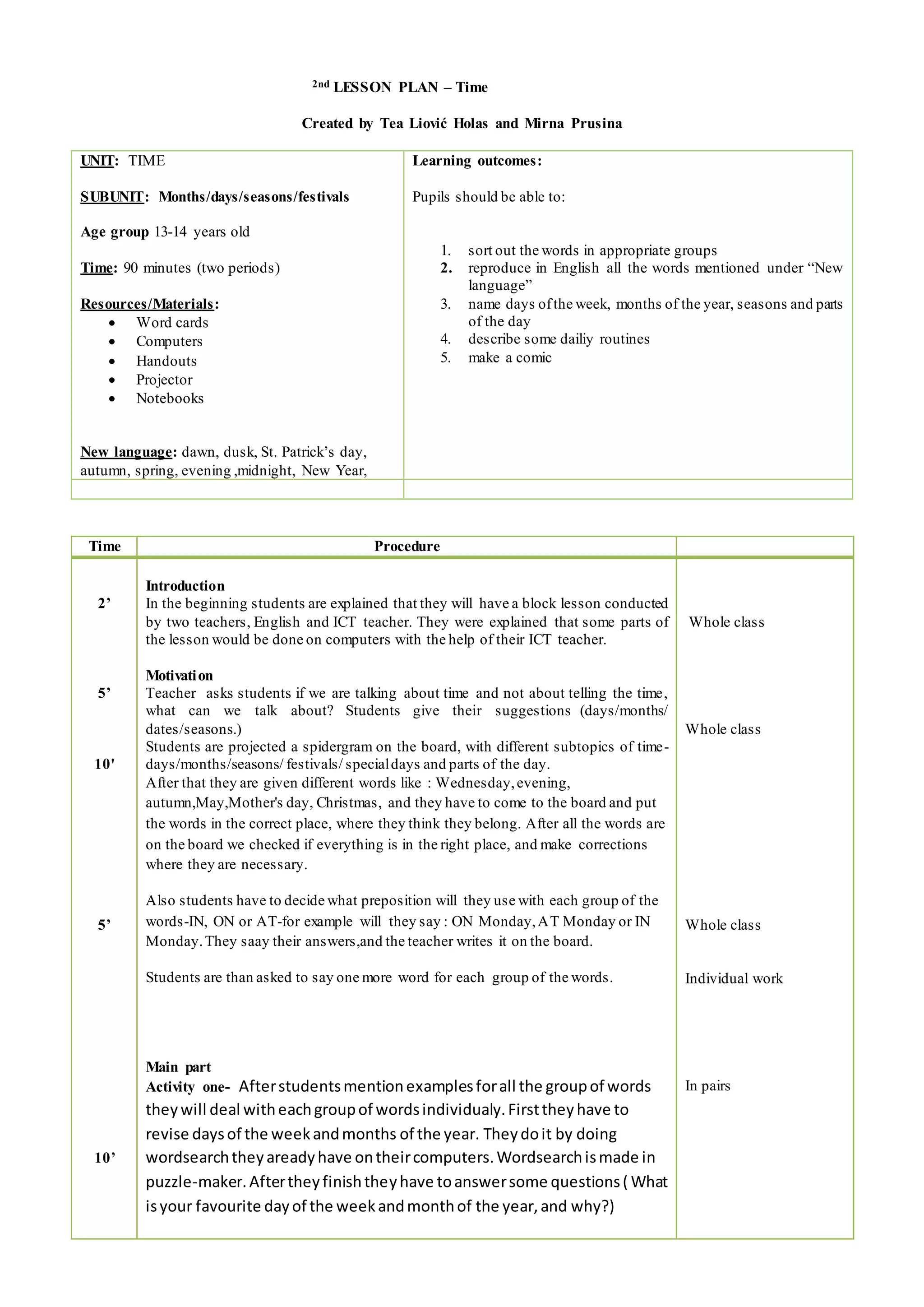 Lesson plan time | PDF