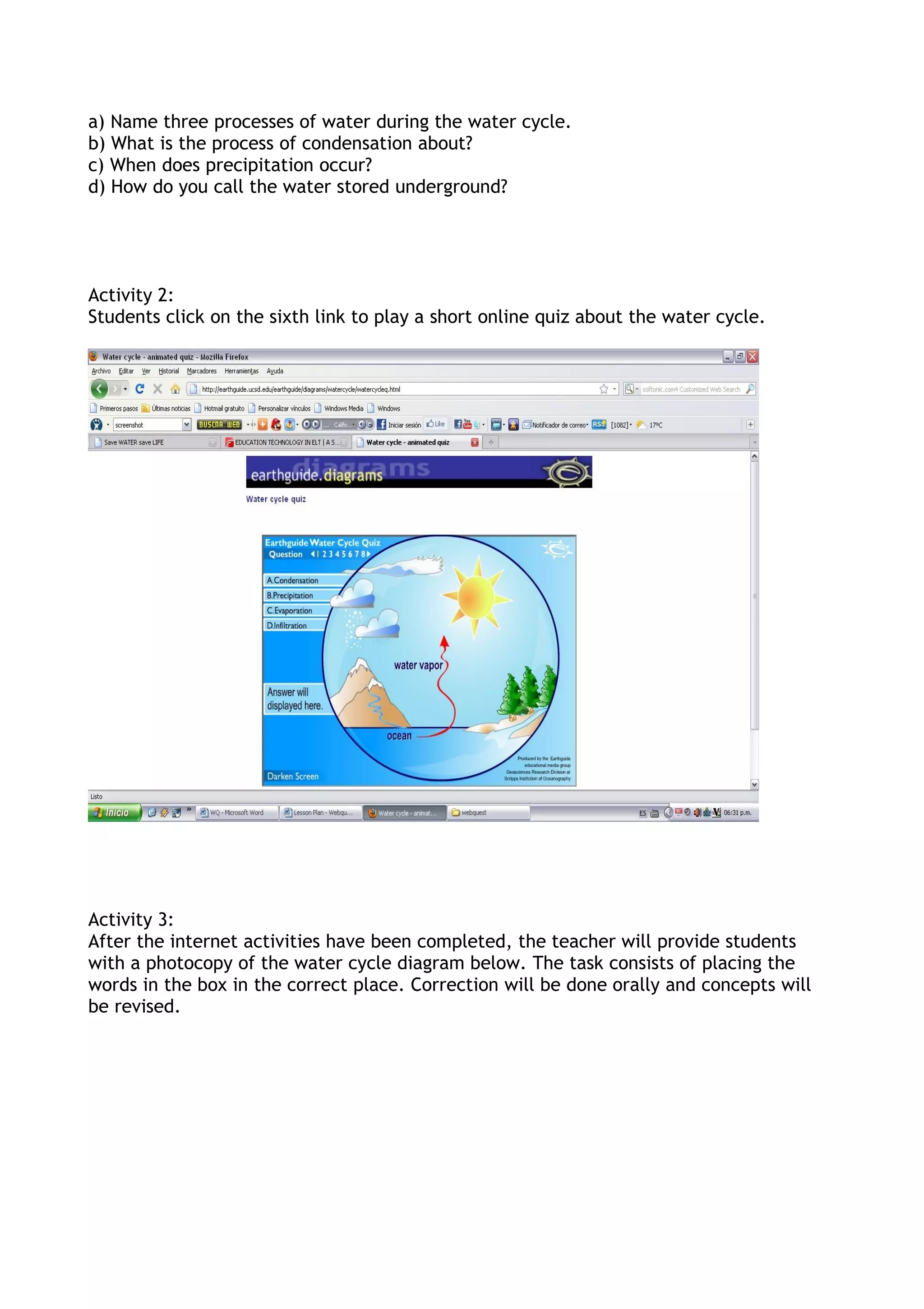 Lesson plan webquests | DOC | Chemistry | Science
