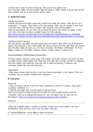 Lesson plan week 5: Stella | DOCX | Homework and Study | Education