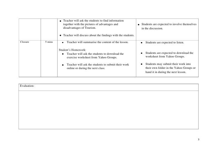Tourism: Lesson plan 1