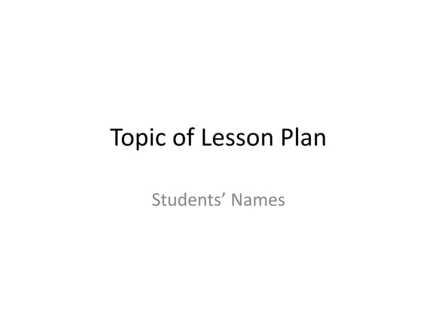 Lesson plan #1 | PPT