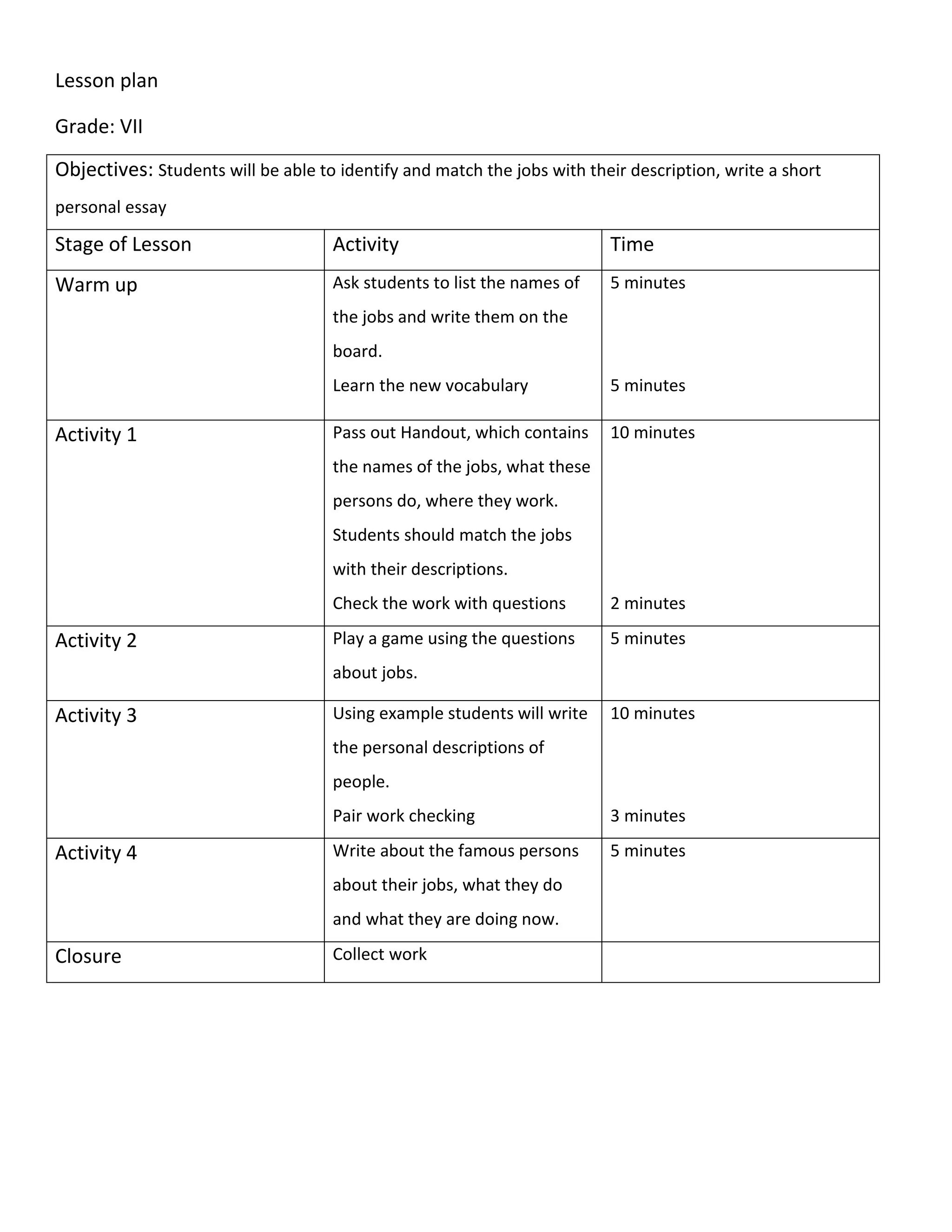 Lesson plan (1) | DOCX | Homework and Study | Education