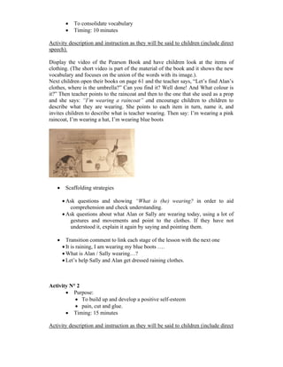 Lesson Plan I | PDF | Children\'s Clothing | Style & Fashion