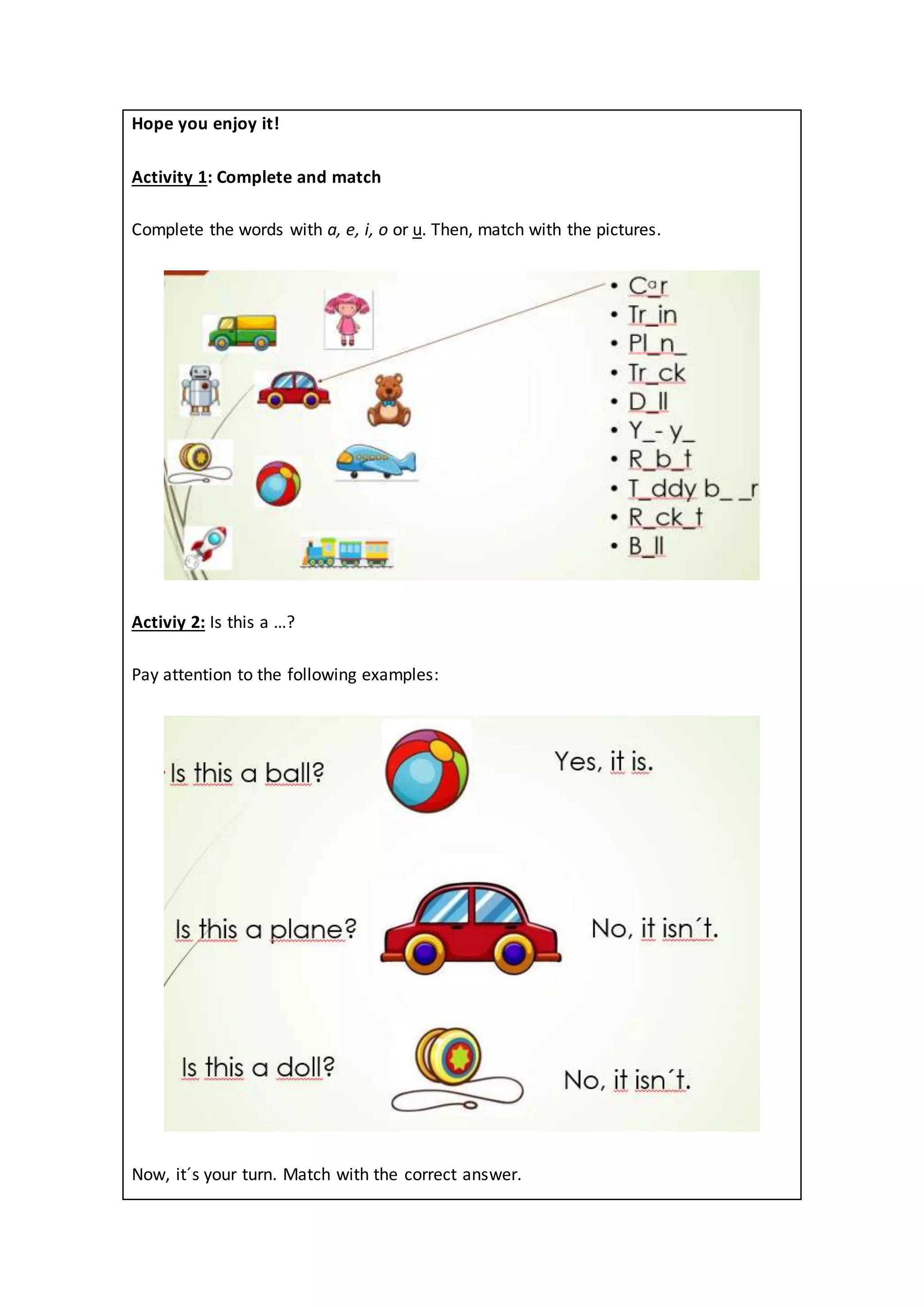 Primary level- Lesson plan 1- Toys | DOCX