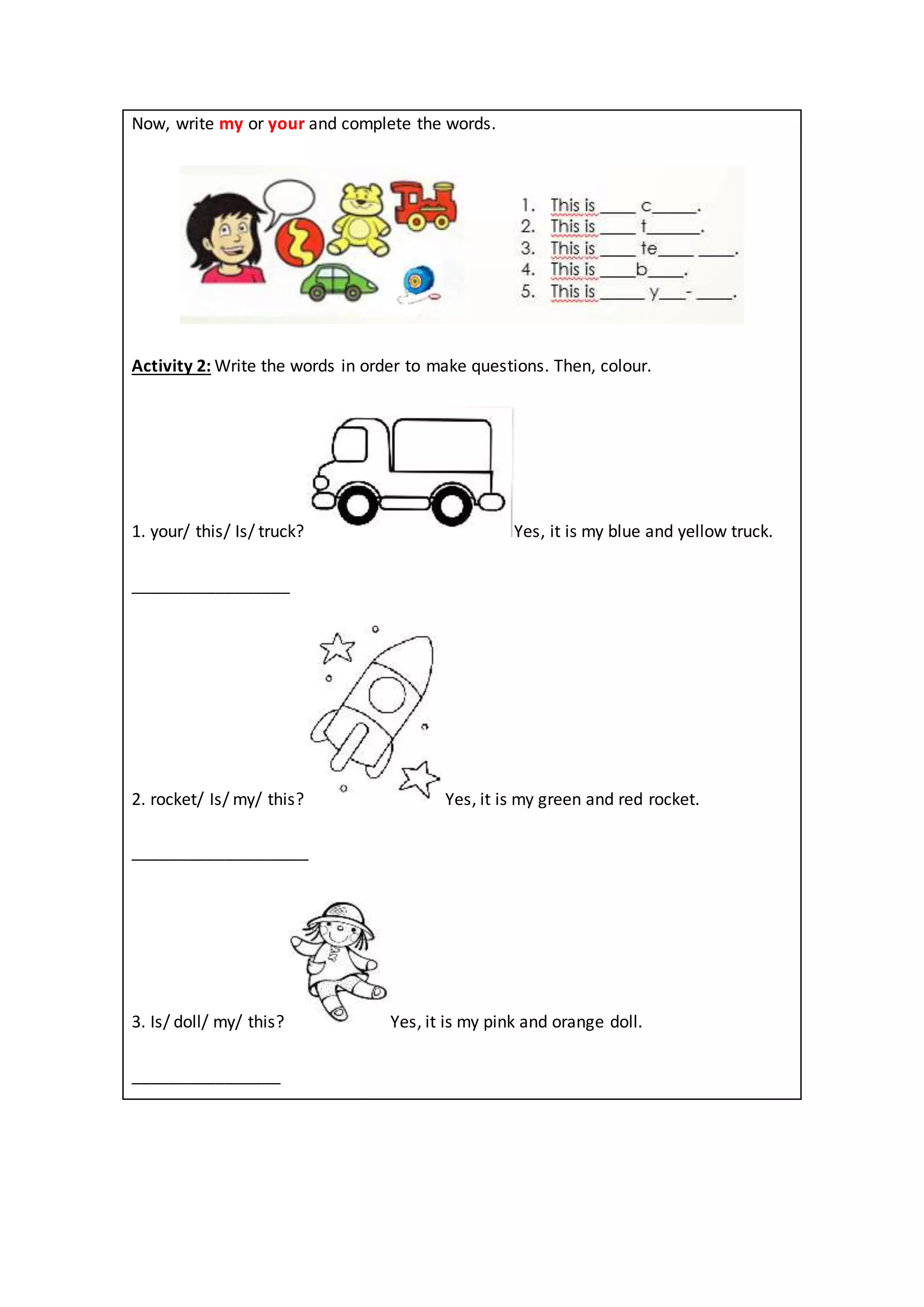 Primary level- Lesson plan 1- Toys | DOCX