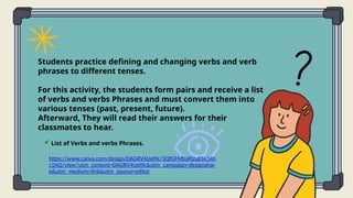 Verbs and verb Phrases-Clase para estudiantes de ENGLISH III | PPT