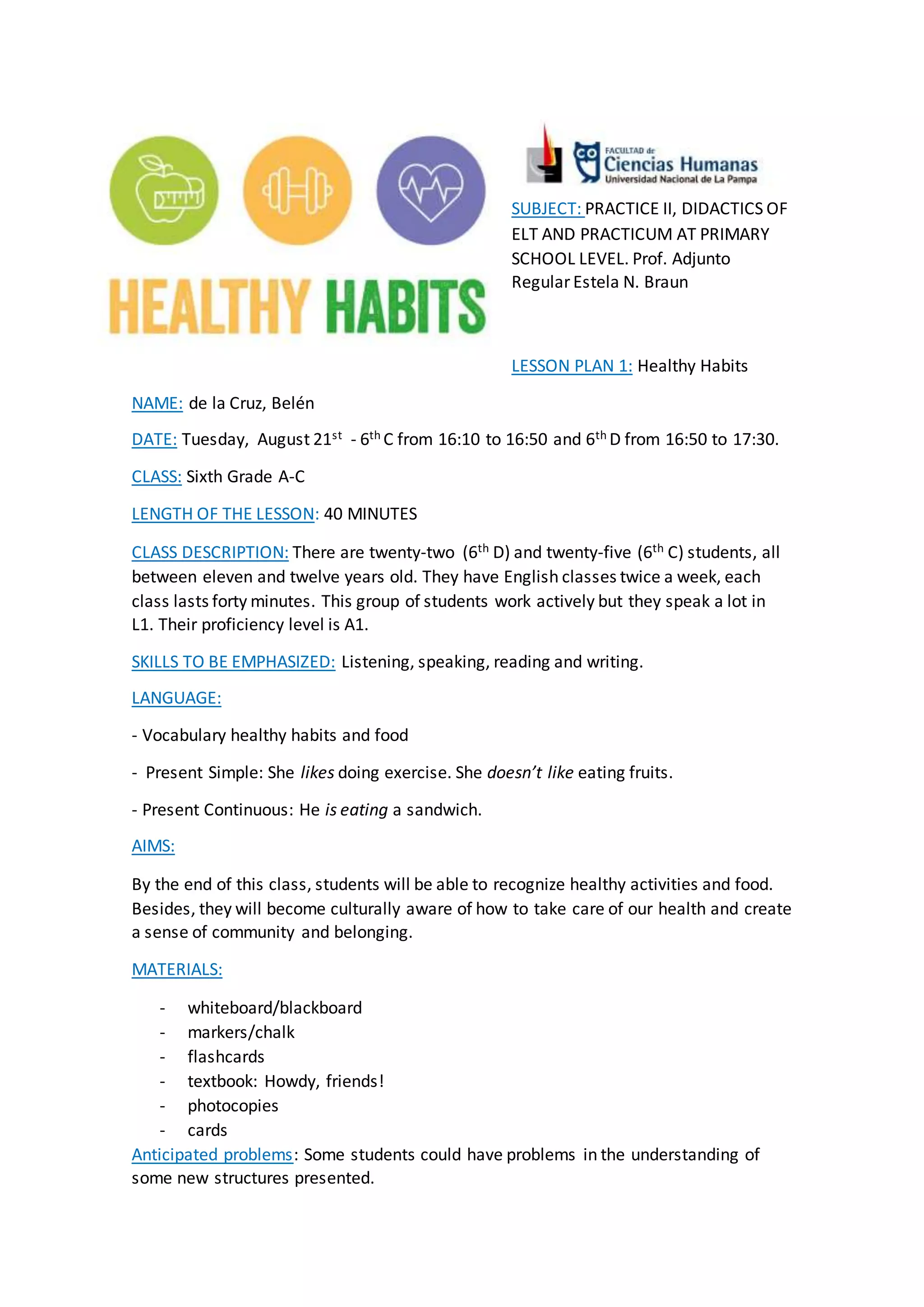 Lesson plan 1 6th grade | DOCX