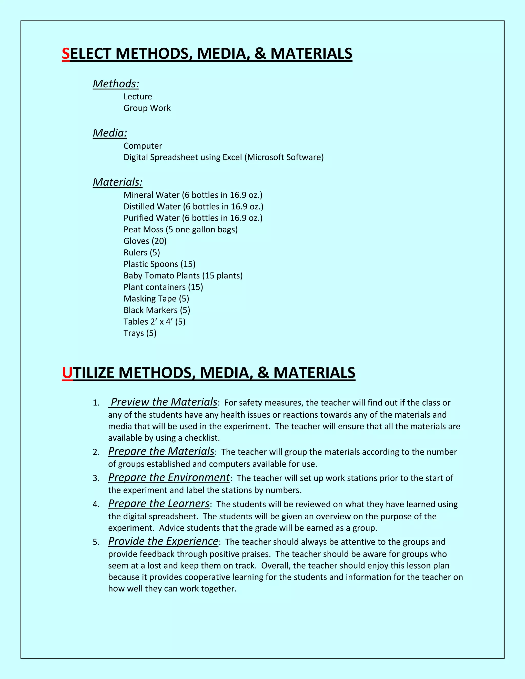 Lesson Plan 1 Plant Growth | PDF
