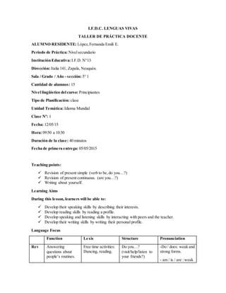 Lesson plan 1 Secondary Level | DOCX