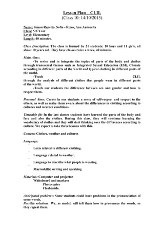 Lesson plan 10 clil | PDF