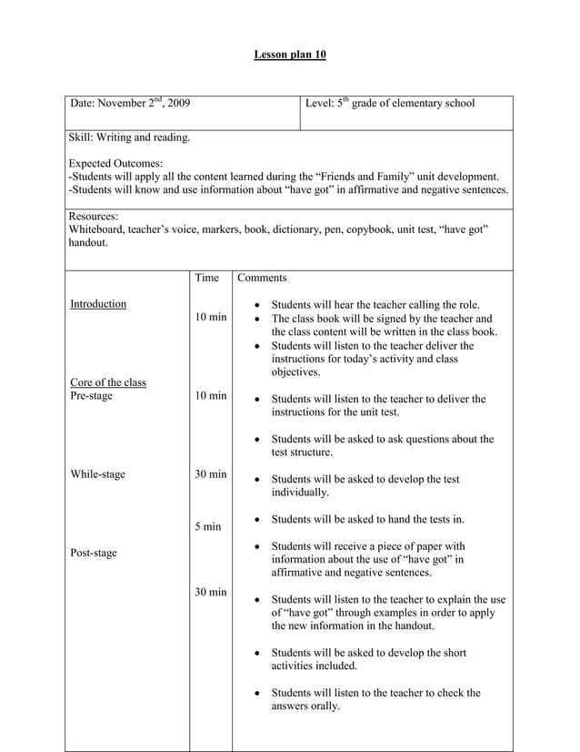 Lesson Plan 10 To 18 | PDF