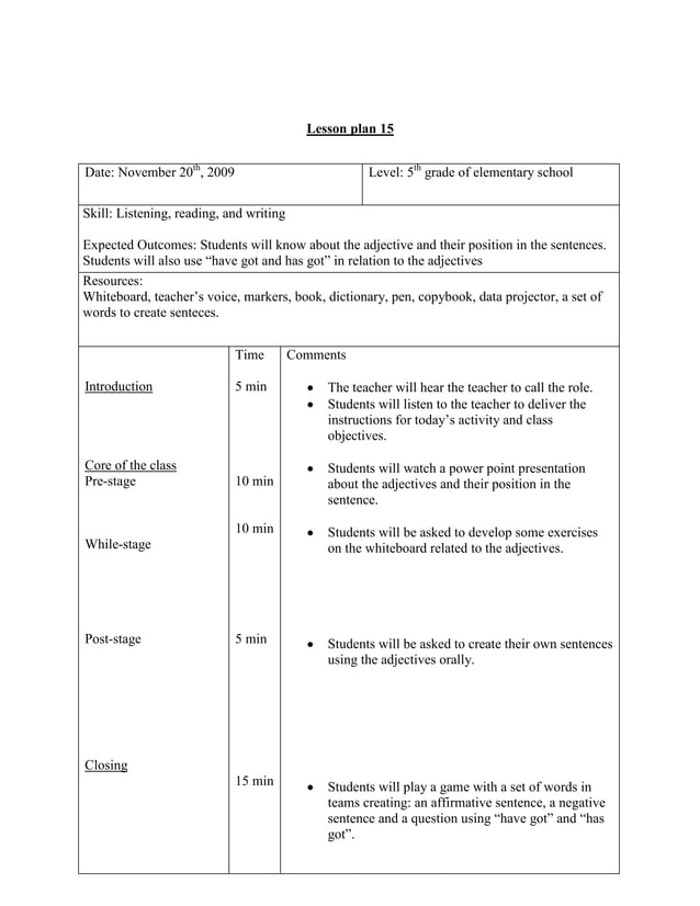 Lesson Plan 10 To 18 | PDF