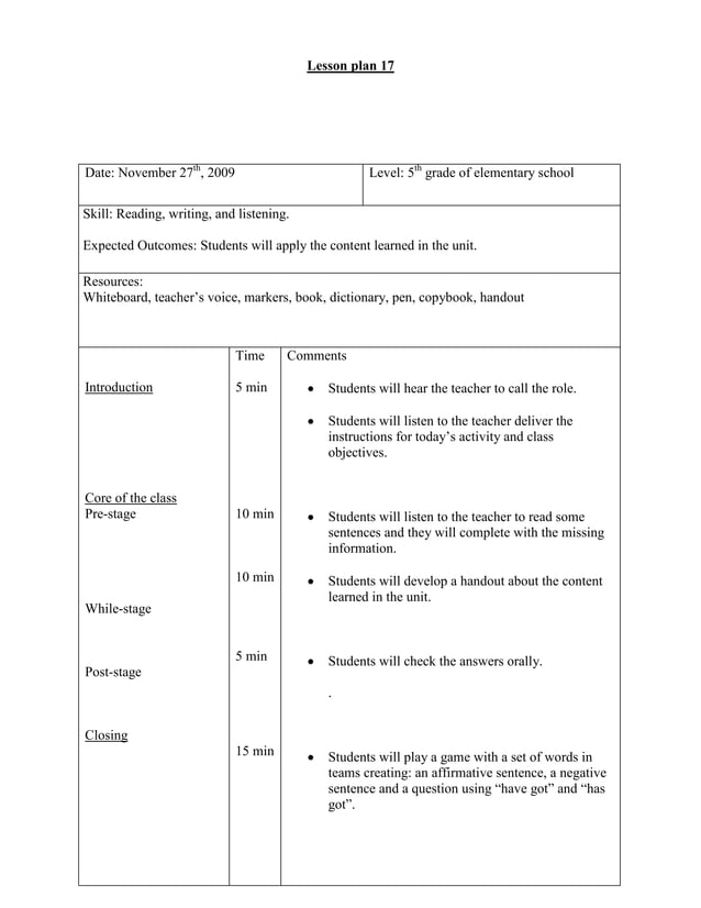 Lesson Plan 10 To 18 | PDF