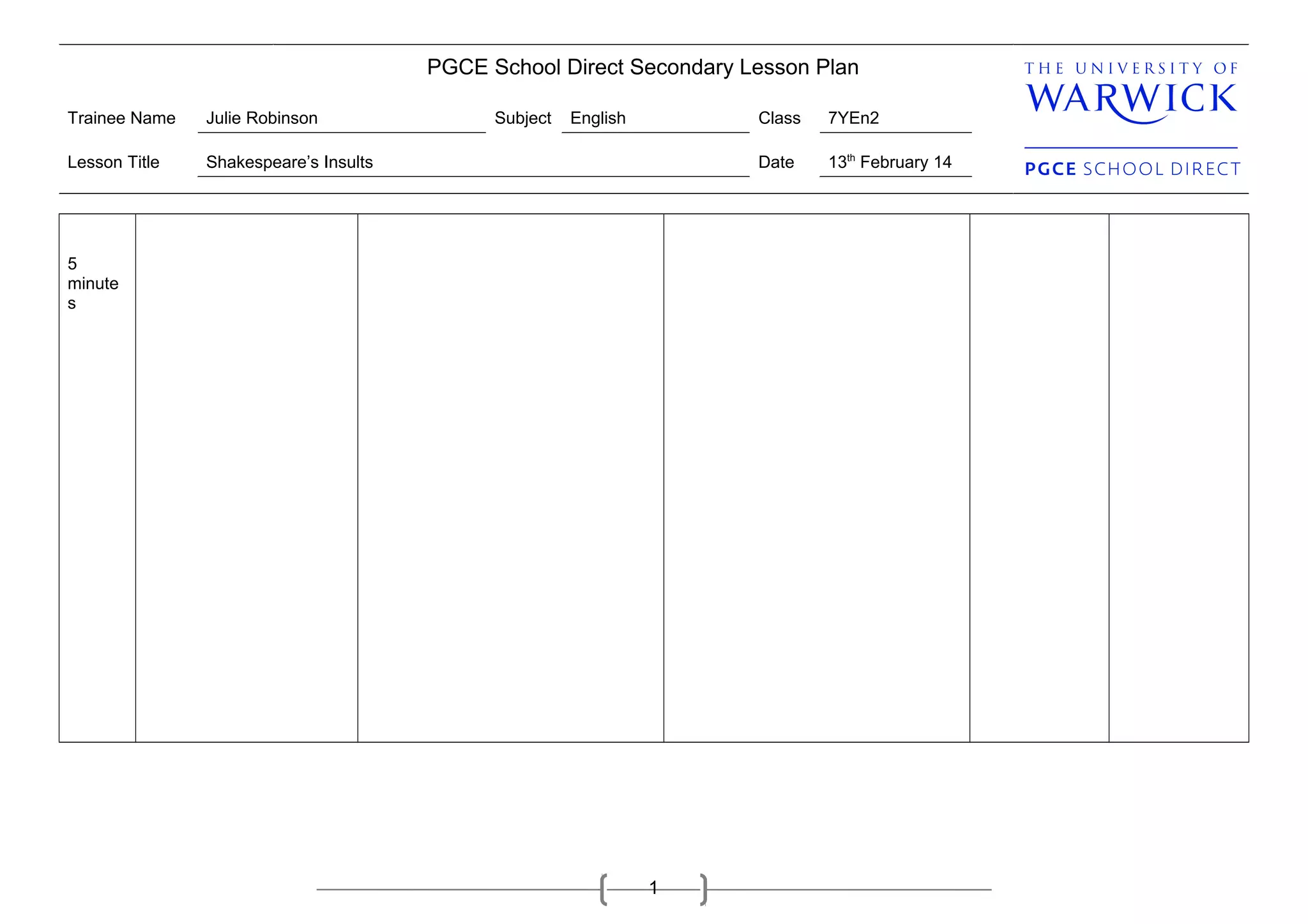 Lesson plan 13th february pti | DOC | Secondary Education | Education