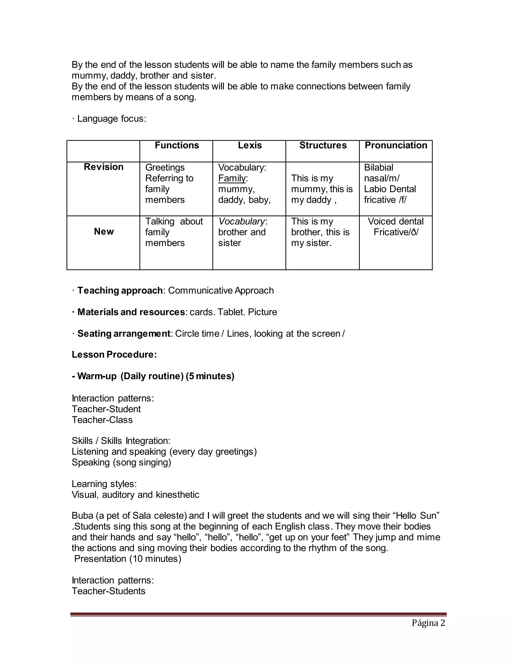 Lesson plan 1 inicial | DOCX