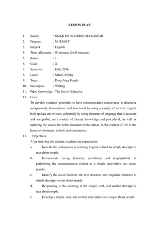 Lesson plan 1 klp 4 | DOC