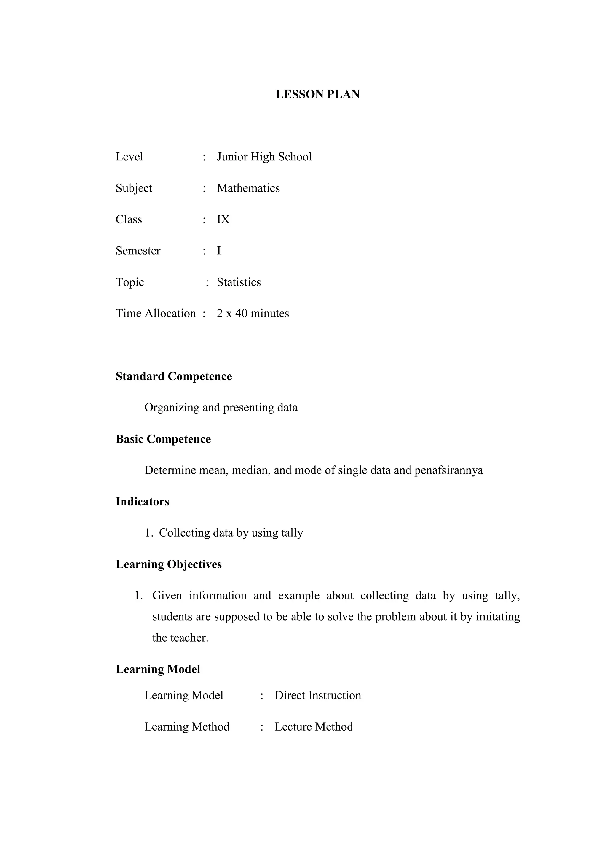 Lesson plan 1st meeting | DOCX