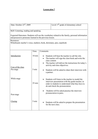 Lesson Plan 1 To 9 | DOCX