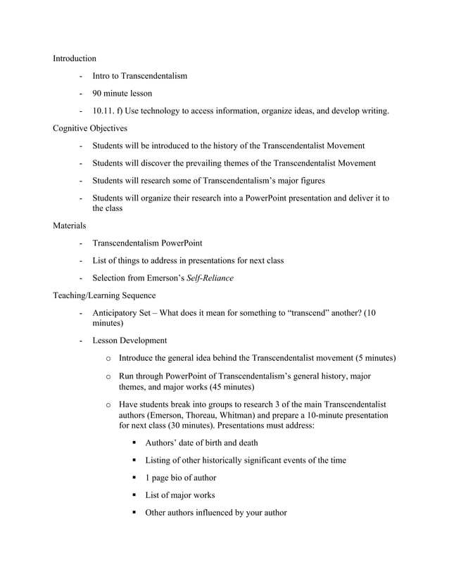 Poe Presentation Lesson Plan | DOC | Educational Assessment | Education