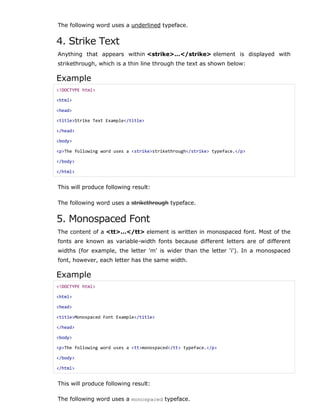 Lesson plan: HTML Formatting Texts and Paragraphs | DOCX