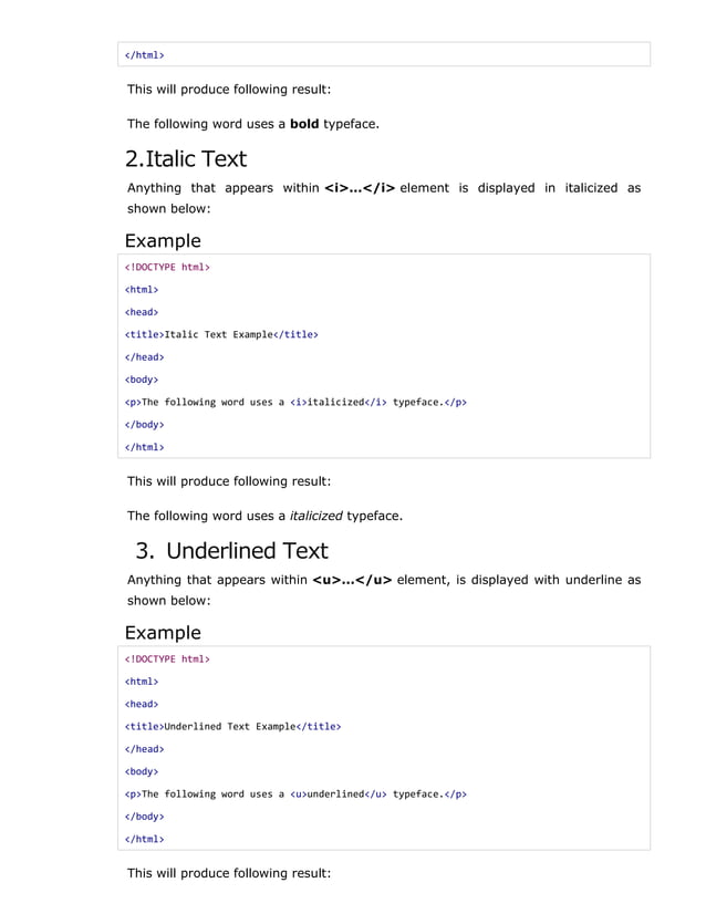 Lesson plan: HTML Formatting Texts and Paragraphs