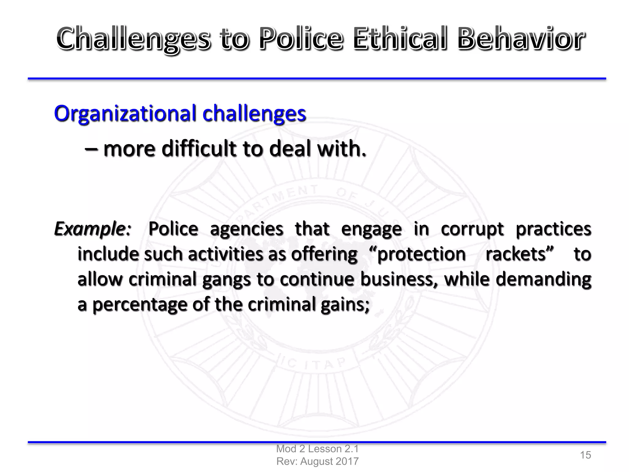 Lesson plan 2.1 police ethics | PPTX