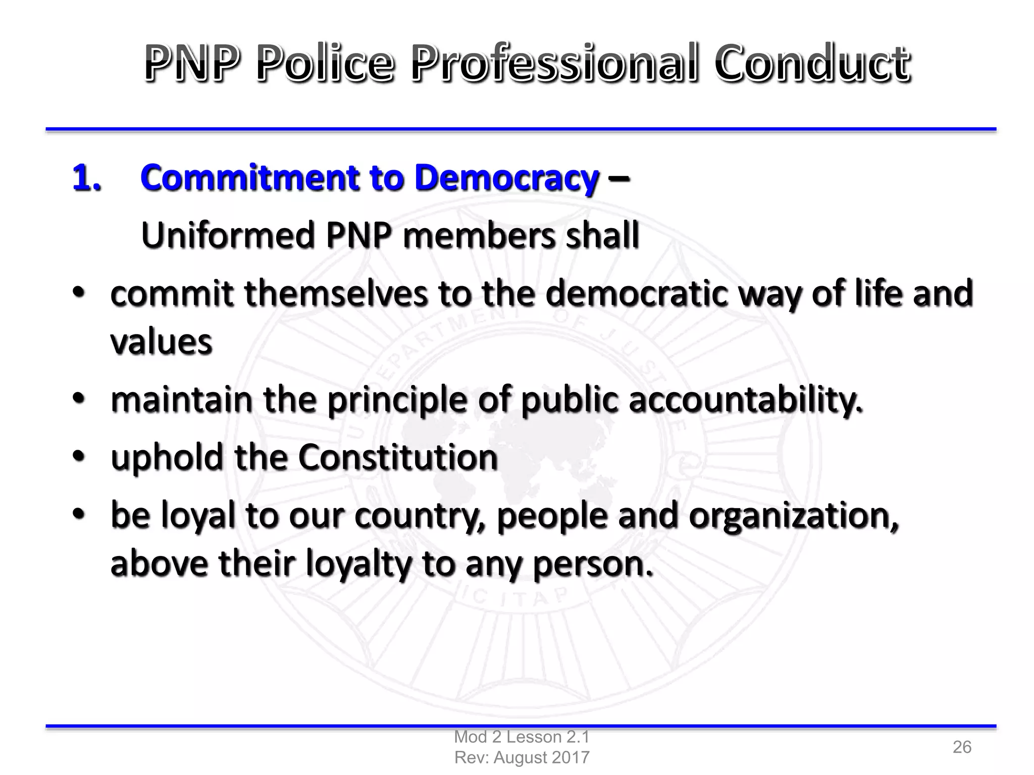 Lesson plan 2.1 police ethics | PPTX