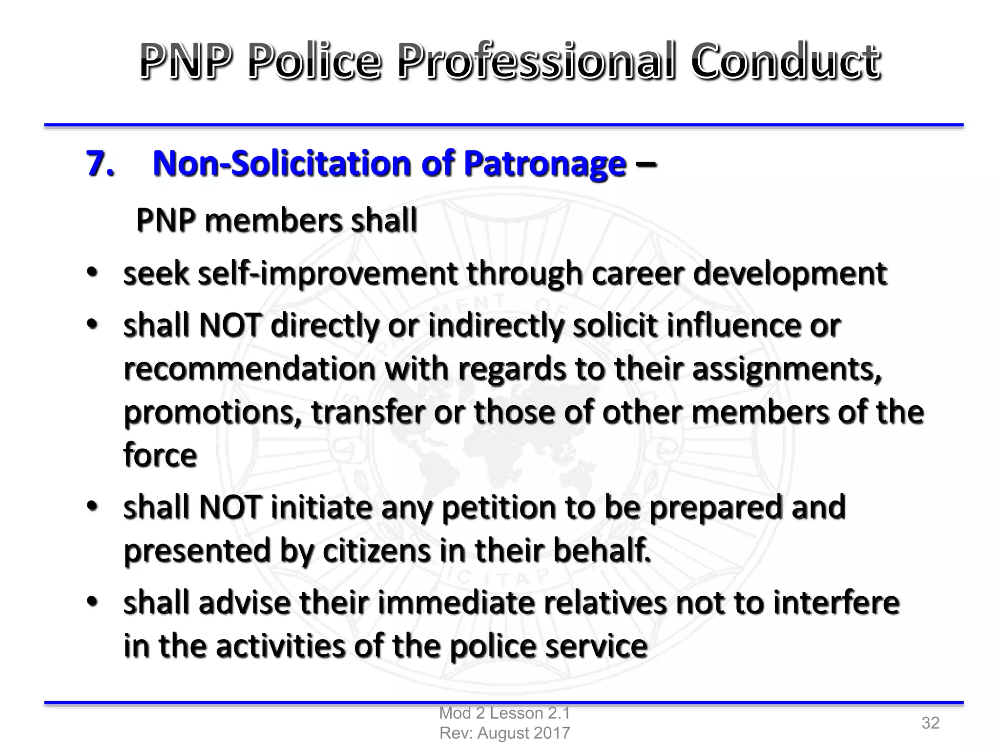 Lesson plan 2.1 police ethics | PPTX