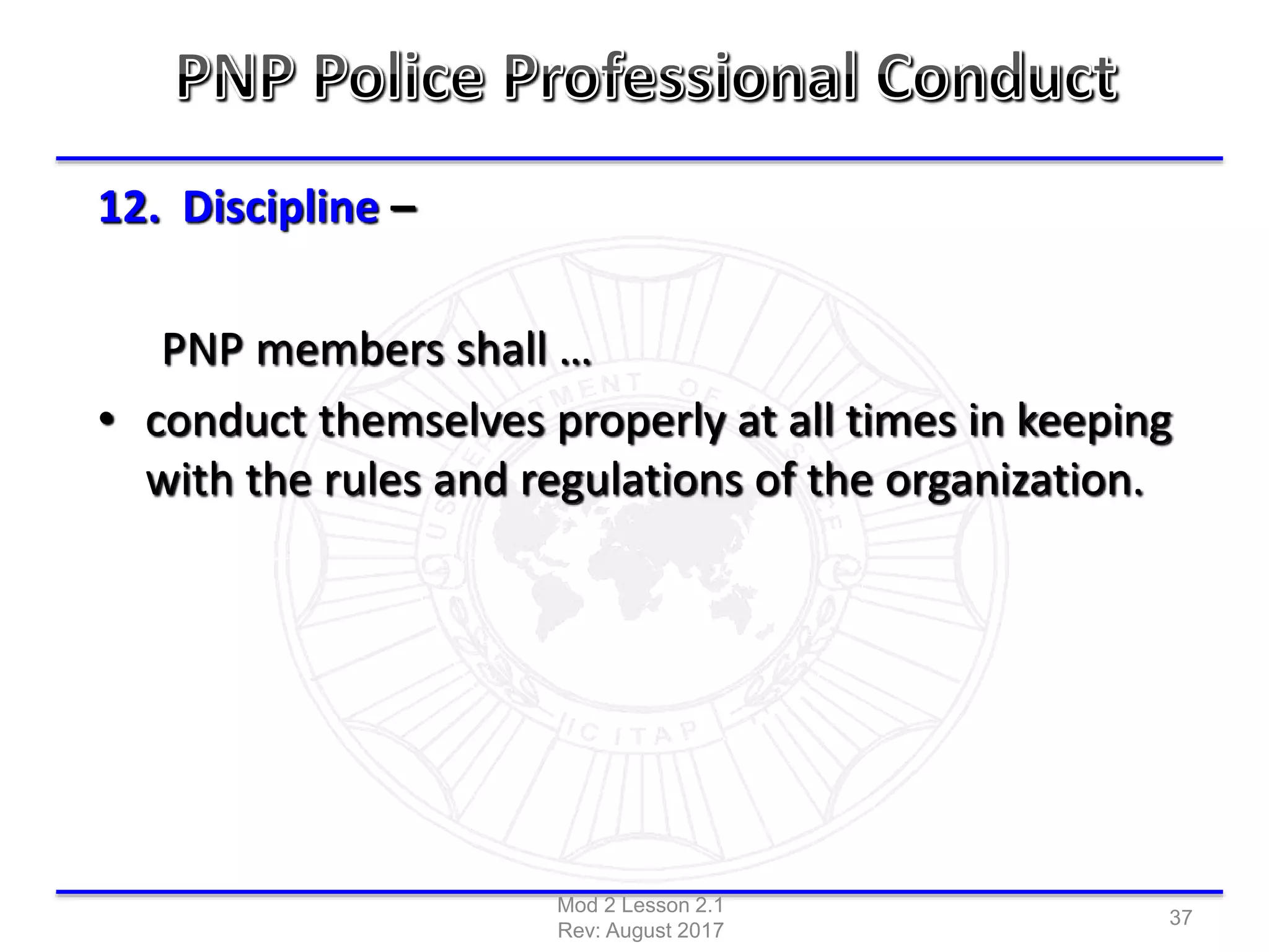 Lesson plan 2.1 police ethics | PPTX
