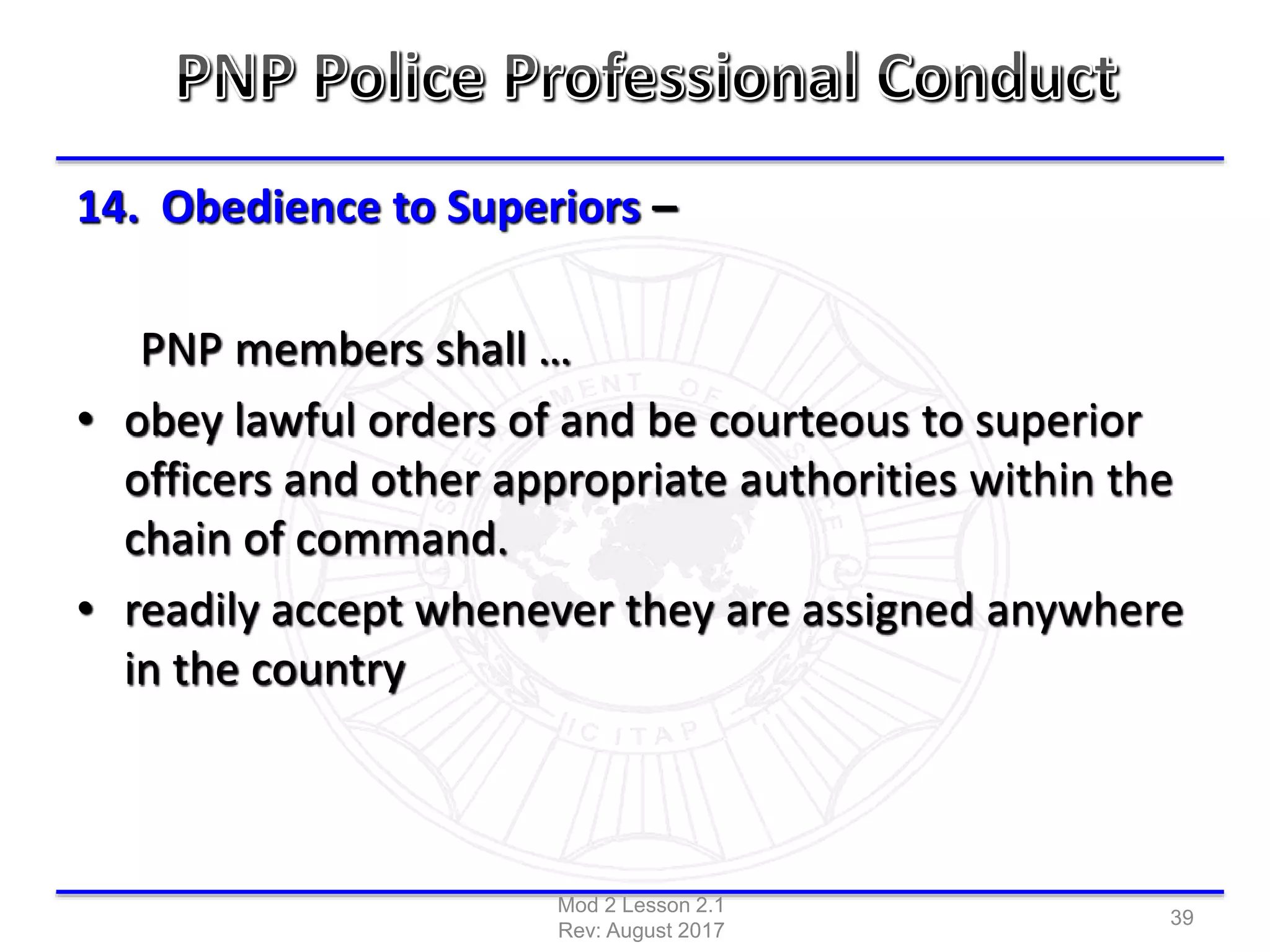 Lesson plan 2.1 police ethics | PPTX