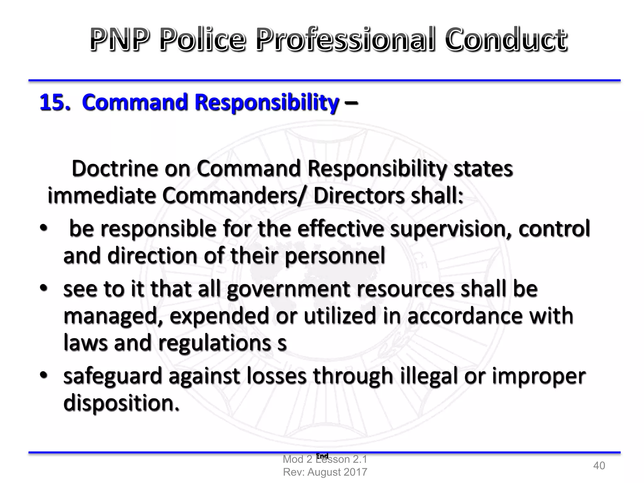 Lesson plan 2.1 police ethics | PPTX