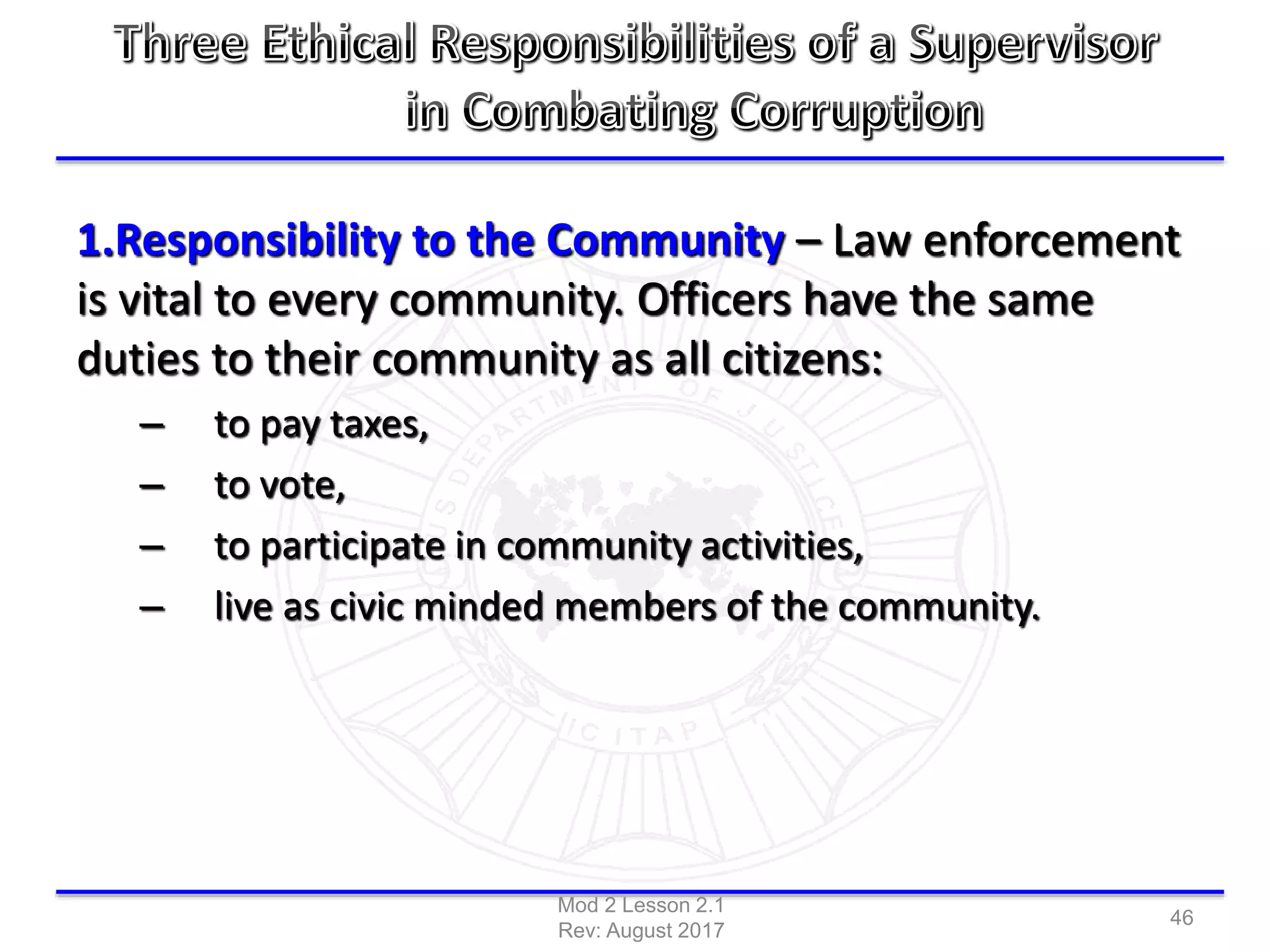 Lesson plan 2.1 police ethics | PPTX