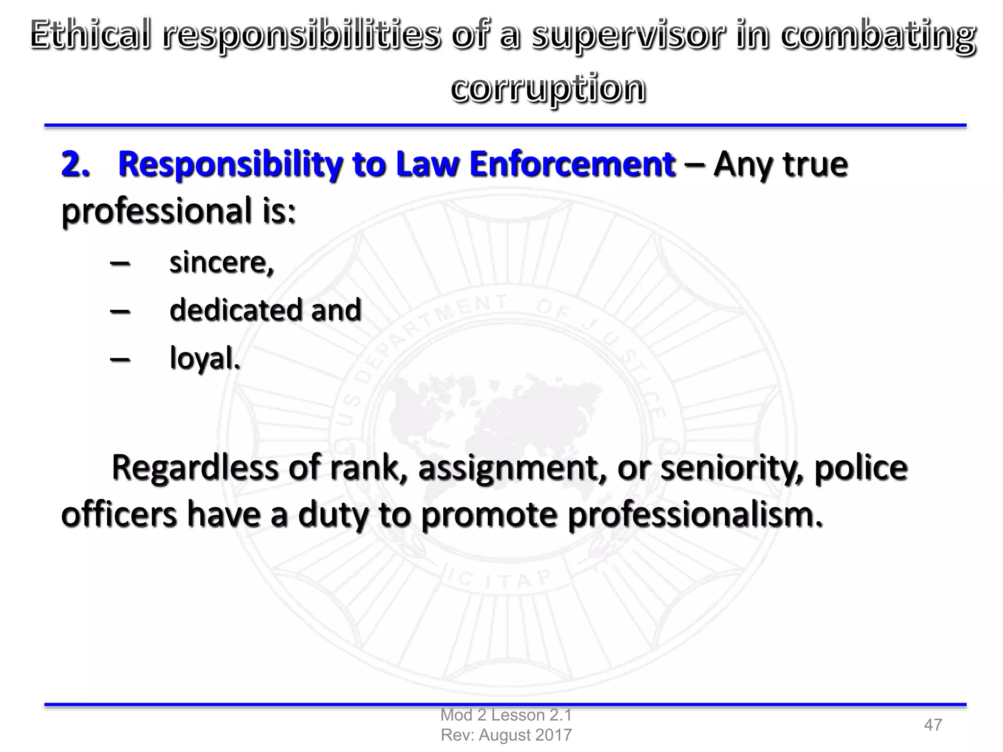 Lesson plan 2.1 police ethics | PPTX