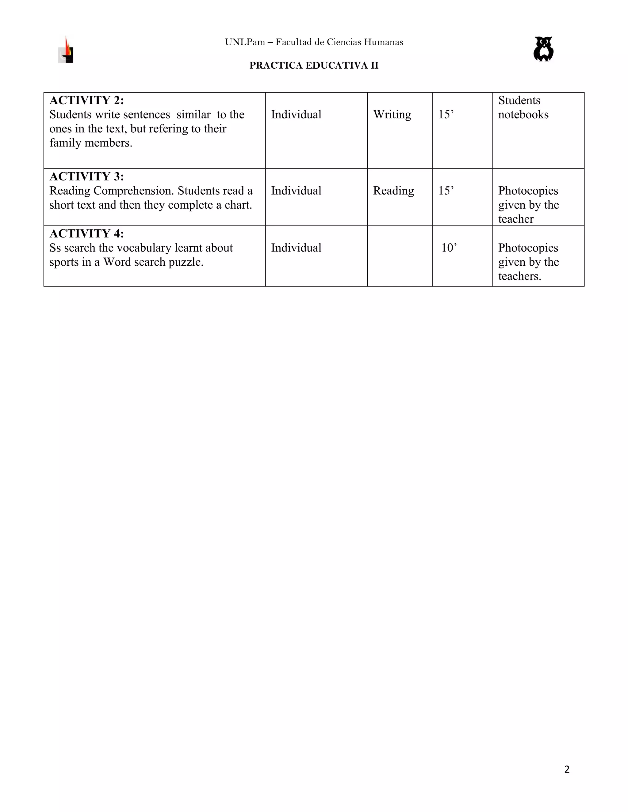 Lesson plan 2 escuela nro 6- 6to c y d- fernandez, aristú onischuk, oses | DOC