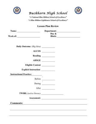 Buckhorn Lesson Plan Review Form | PDF