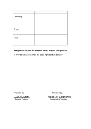 Lesson Plan in bread and pastry thank you | DOCX