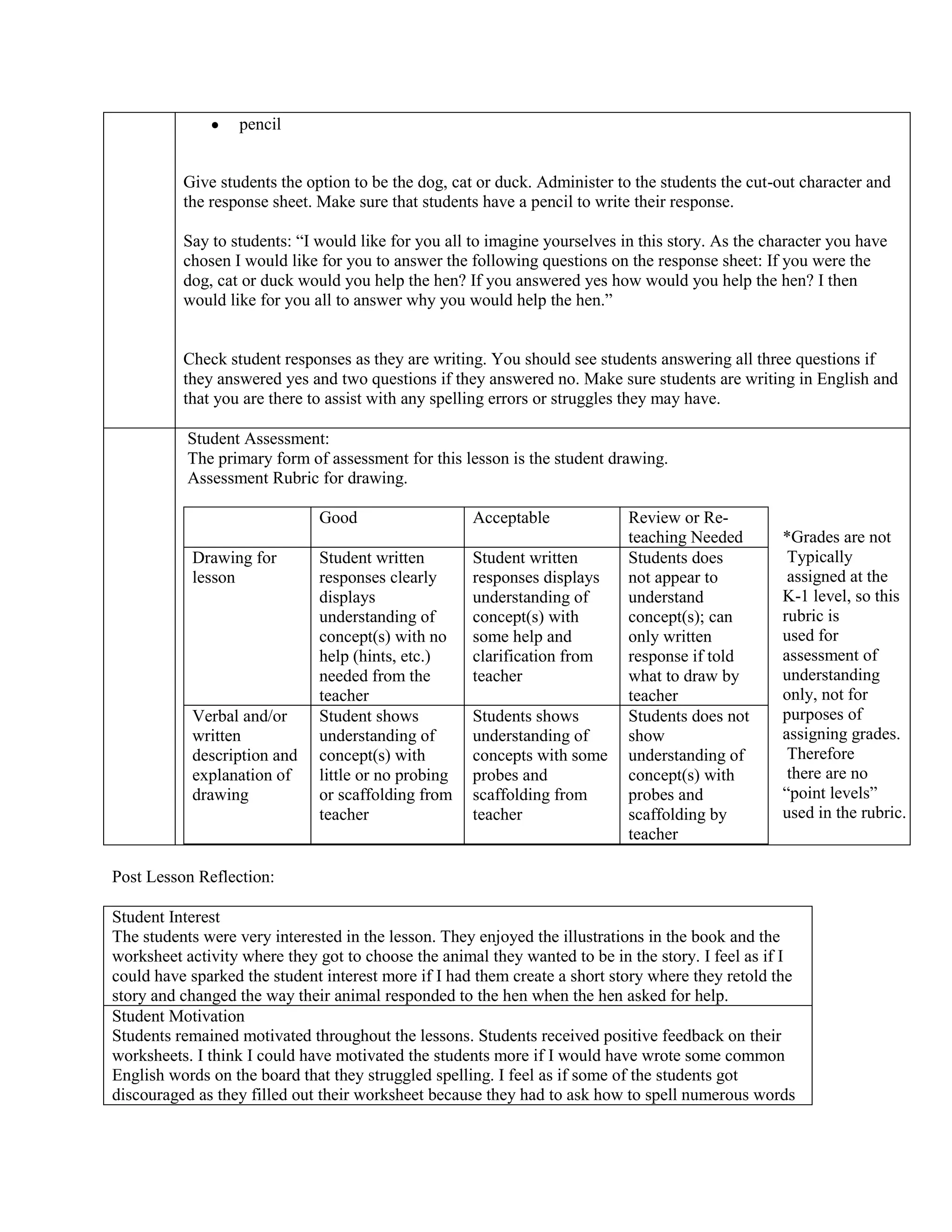Lesson plan 2 (the little red hen makes a pizza) | DOCX
