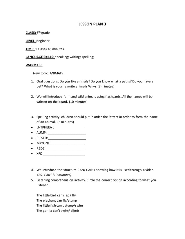 Lesson plan 3 | PDF