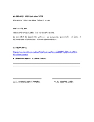 Lesson plan #3 parts of the house | DOCX