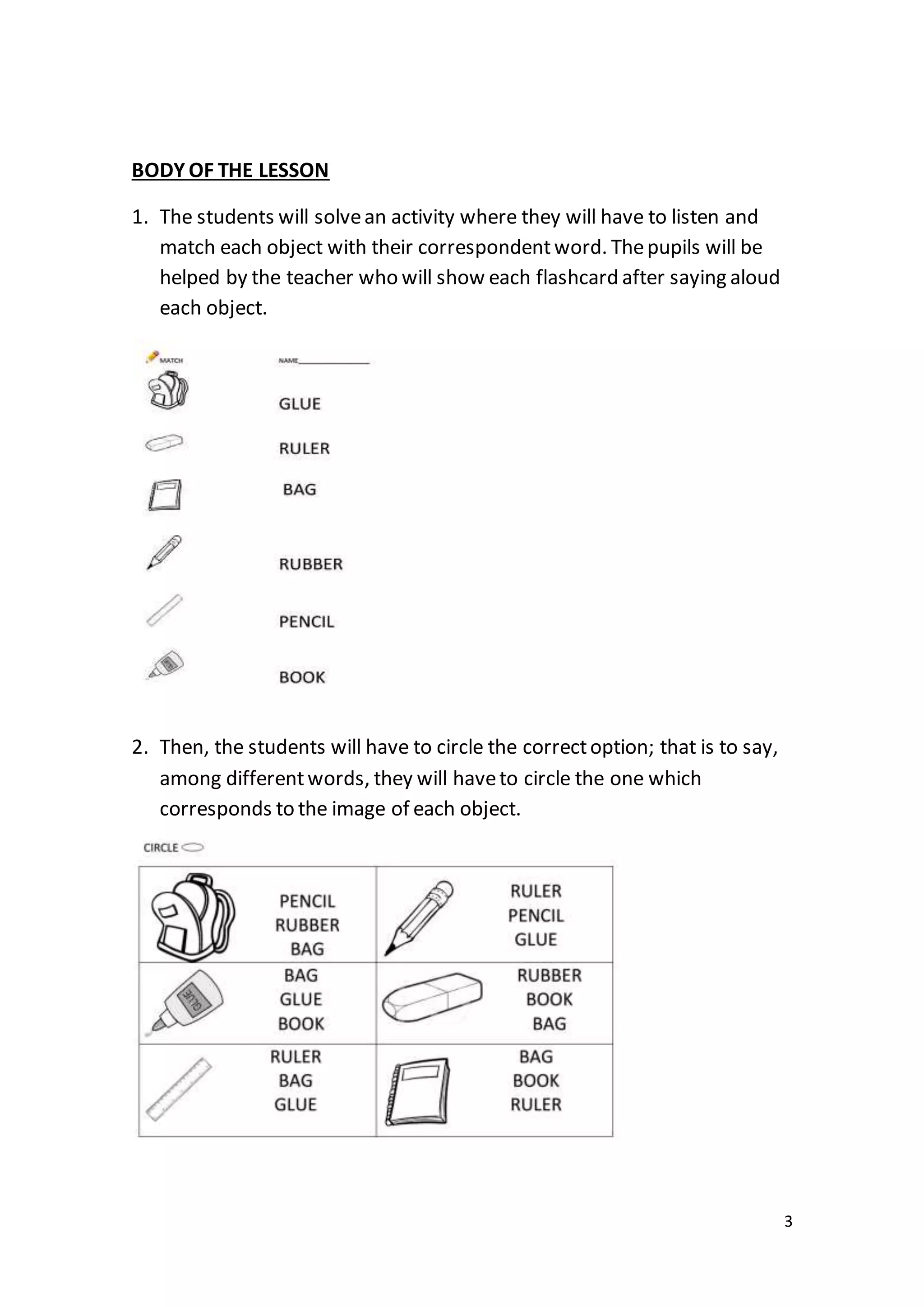 Session 2 "School Objects" | PDF
