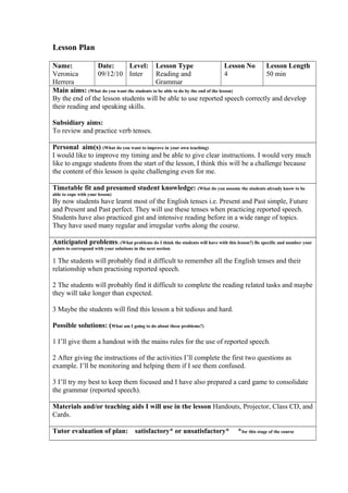 Lesson plan 4 intermediate EFL | DOC