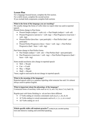 Lesson plan 4 intermediate EFL | DOC