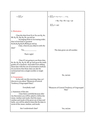 Lesson Plan- Measures of Central tendency of Data | DOCX