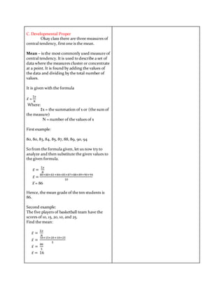 Lesson Plan- Measures of Central tendency of Data | DOCX