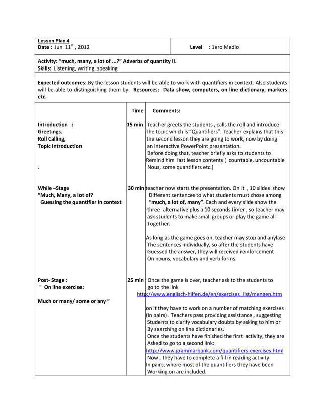 Lesson plan 4 quantifiers 2 | DOCX