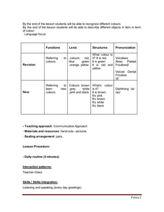 Lesson plan 5 primaria | DOCX